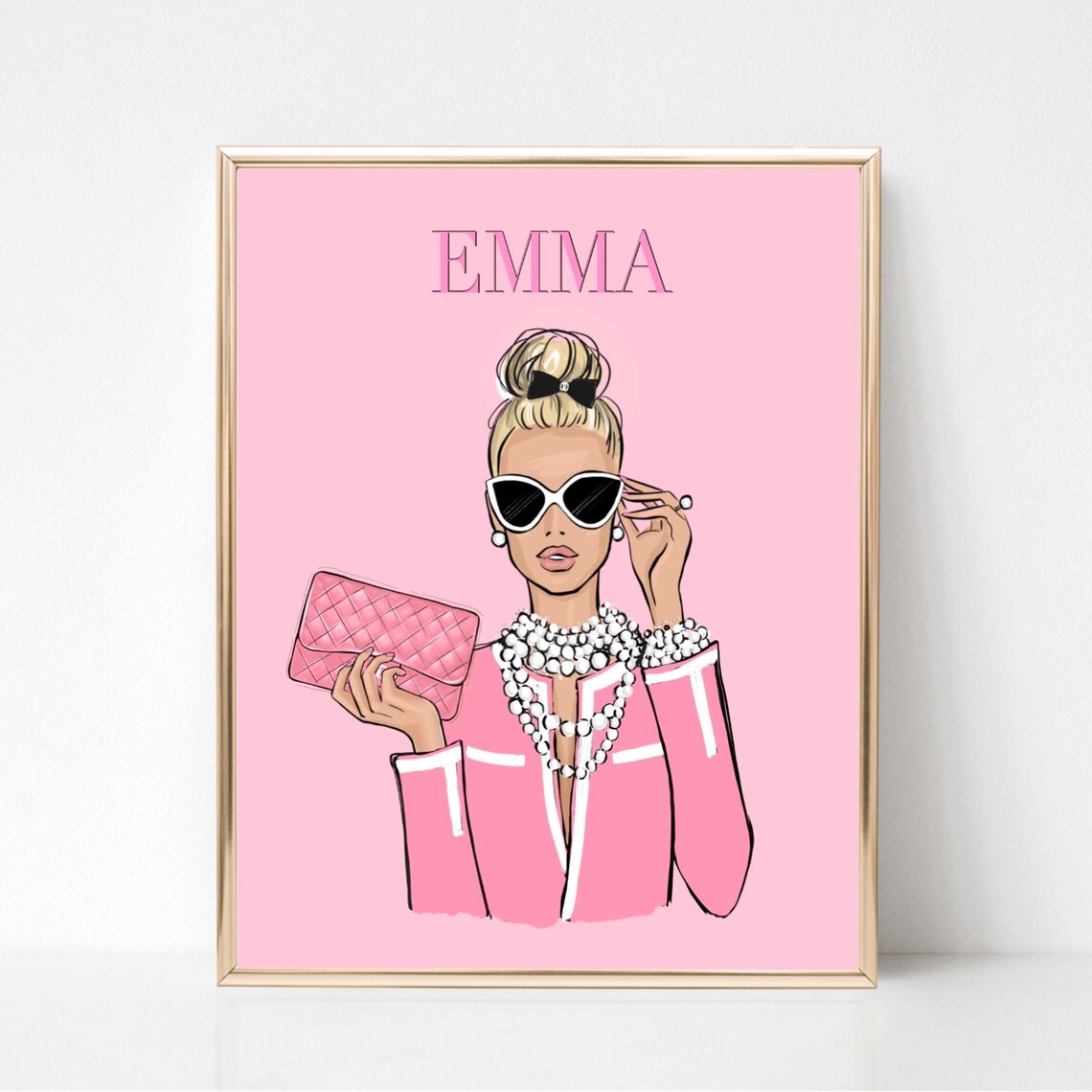 Custom Girl Fashion Portrait for Her, Personalized Girly Art Print ...