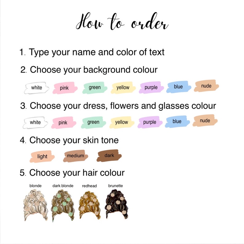 Custom Girl Fashion Portrait for Her, Personalized Girly Art Print ...