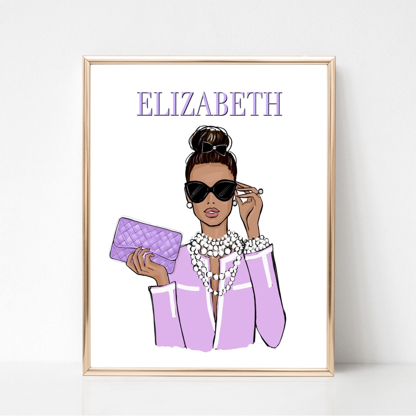 Custom Girl Fashion Portrait for Her, Personalized Girly Art Print ...