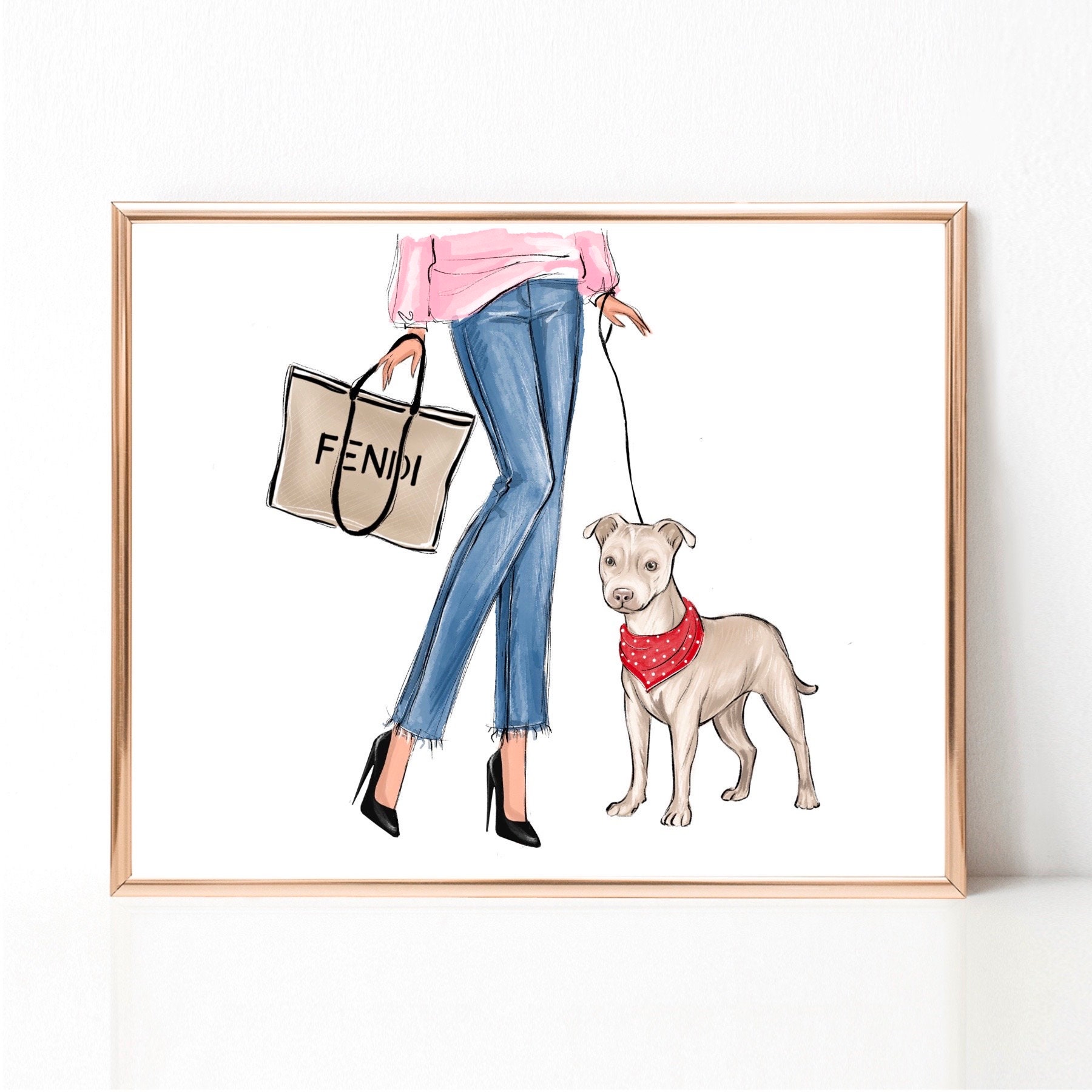 Custom Dog Artwork Fashion Illustration, Personalized Dog Art Print ...