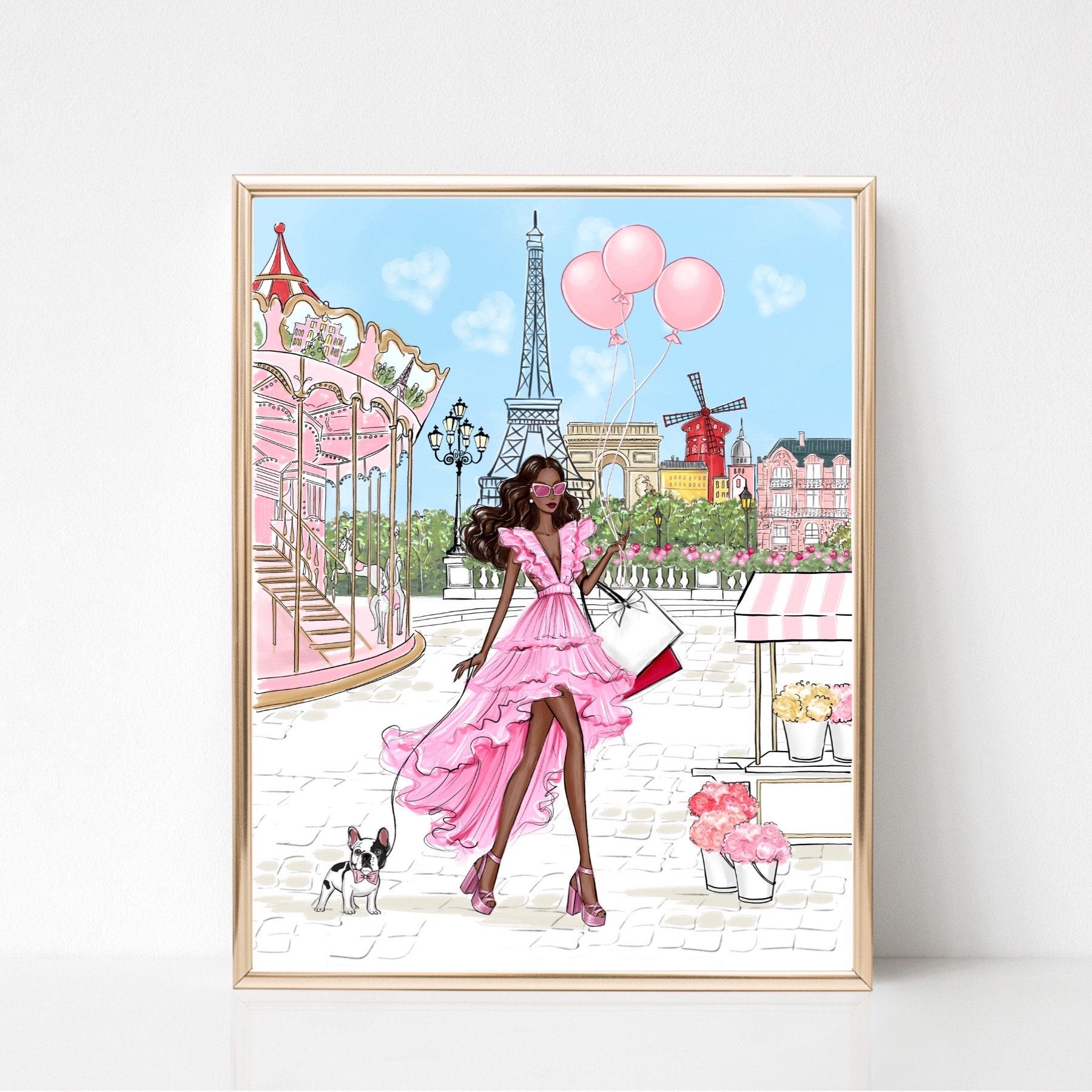 Girl in Paris Art Print Fashion Illustration, Girly Art Print, Spring ...