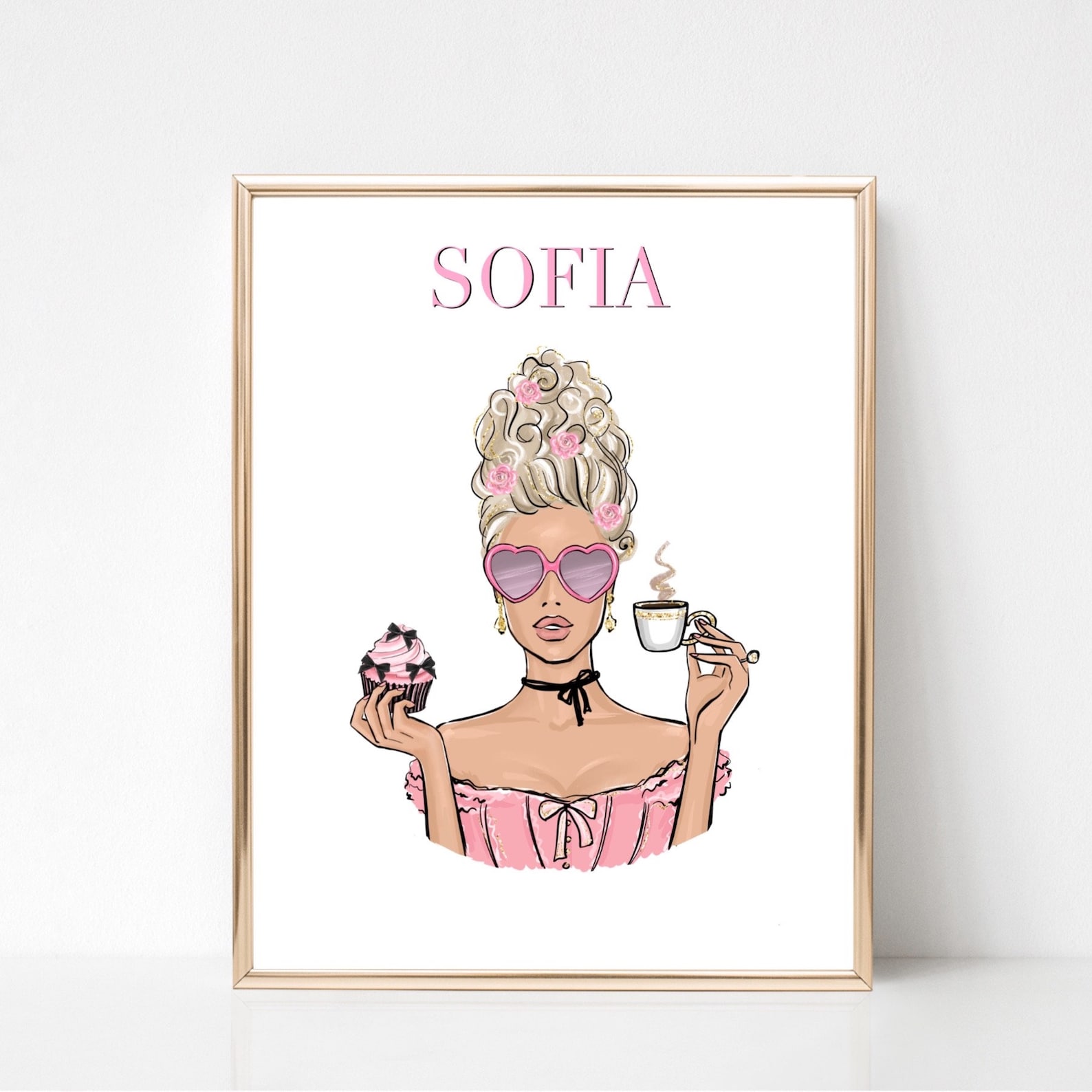 Custom Girl Fashion Portrait for Her, Personalized Girly Art Print ...