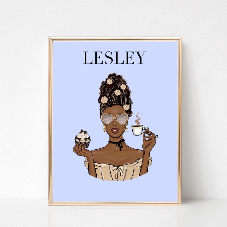 Custom Girl Fashion Portrait for Her, Personalized Girly Art Print ...