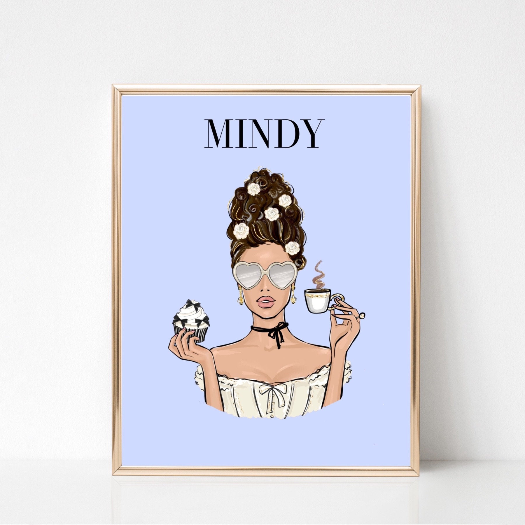 Custom Girl Fashion Portrait for Her, Personalized Girly Art Print ...