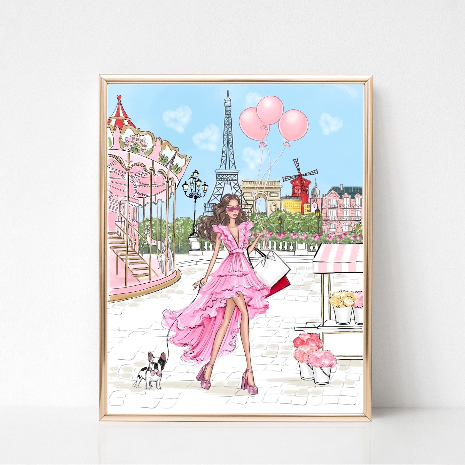 Girl in Paris Art Print Fashion Illustration, Girly Art Print, Spring ...