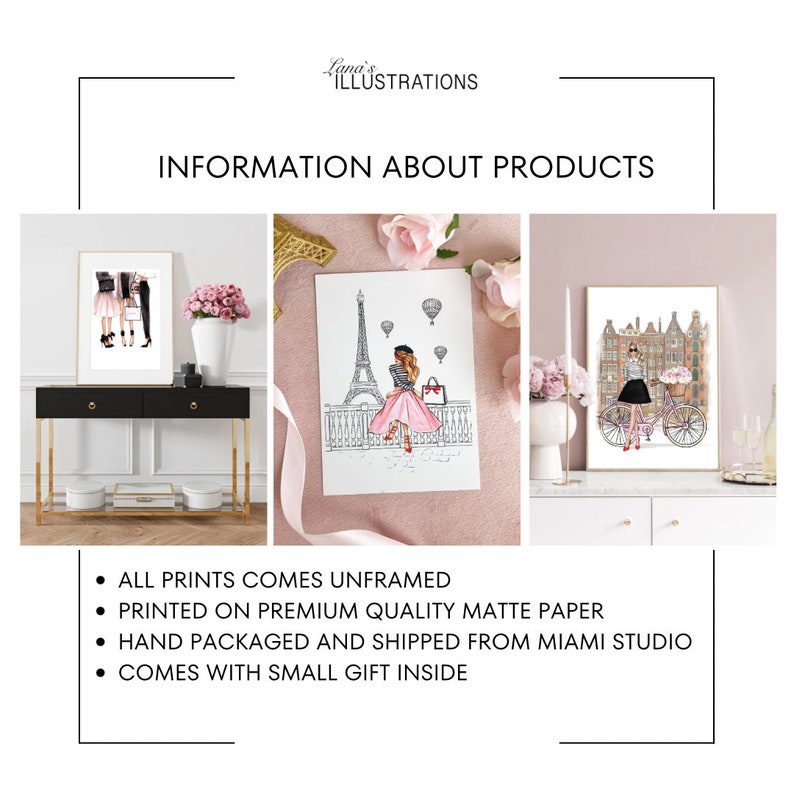 Mom of Girl Pink Art Print Personalized Fashion Illustration ...