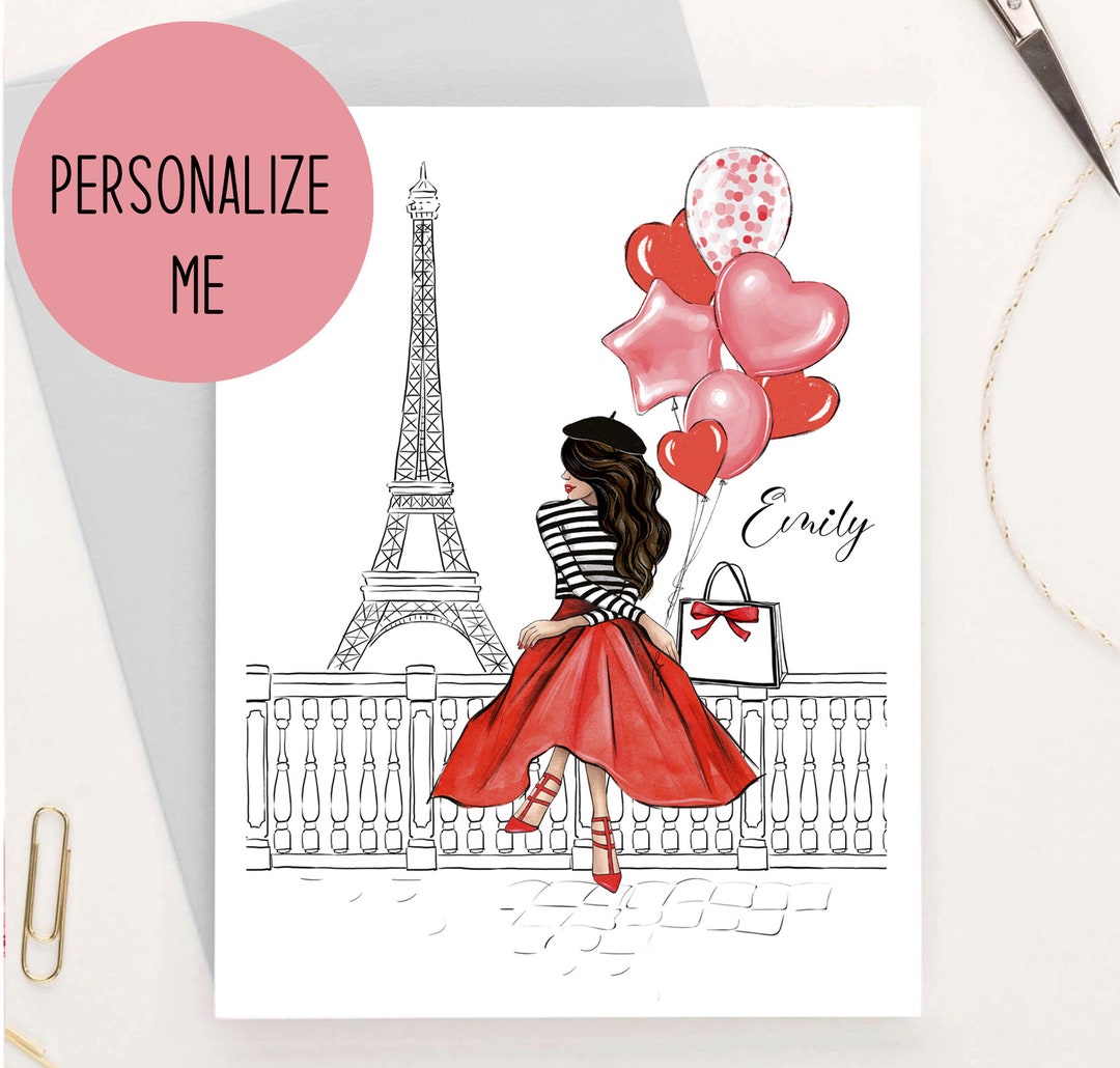 Personalized Paris Greeting Card, Romantic Postcard for Her, Eiffel ...