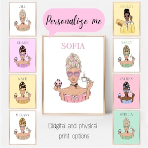 Custom Girl Fashion Portrait for Her, Personalized Girly Art Print ...