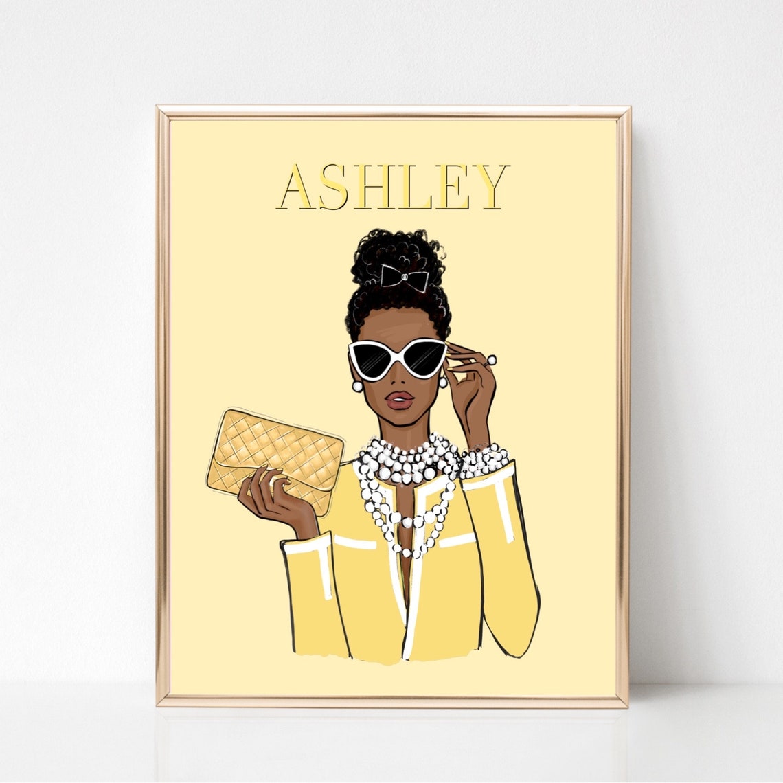 Custom Girl Fashion Portrait for Her, Personalized Girly Art Print ...