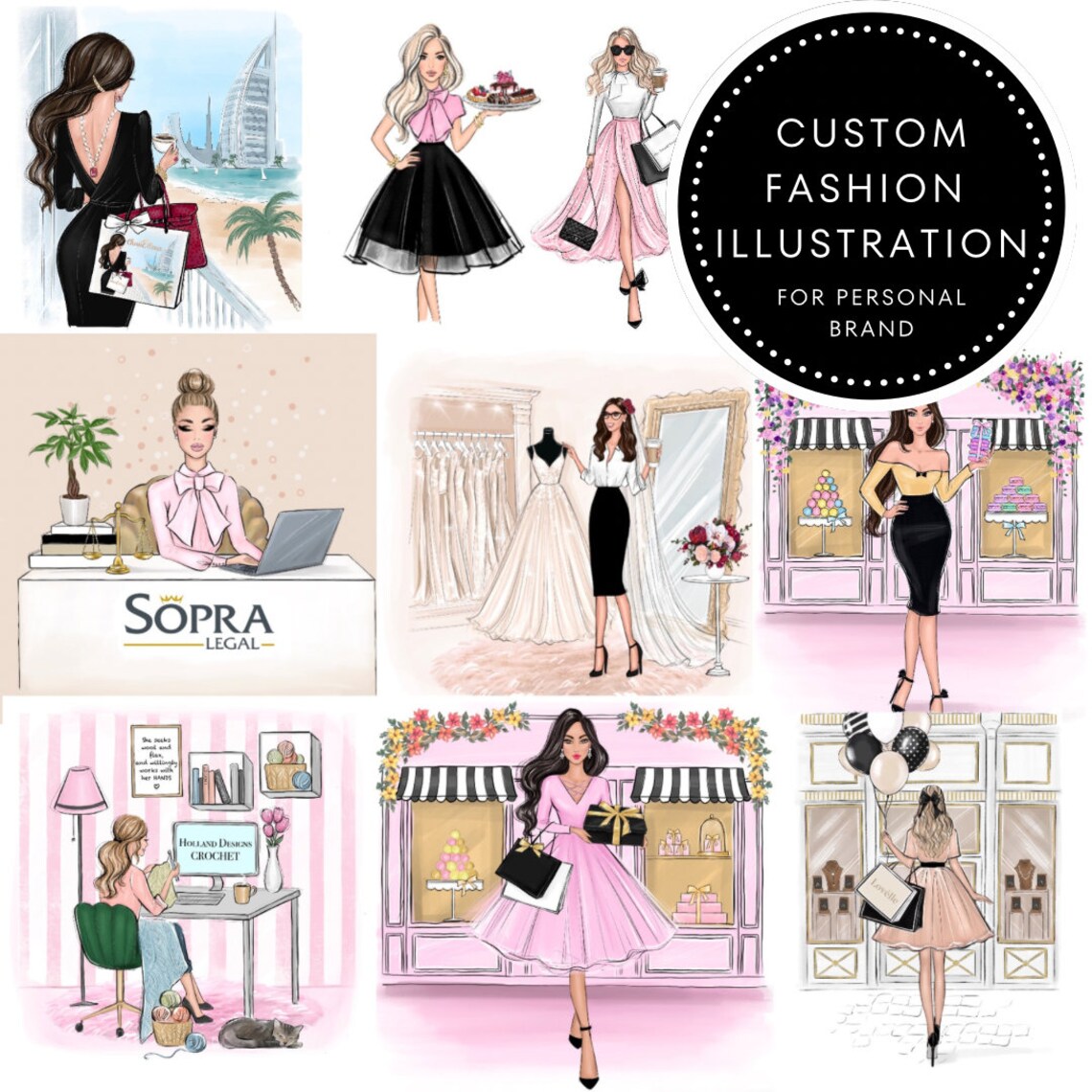 Custom Fashion Illustration for Personal Brand, Commission Artwork ...