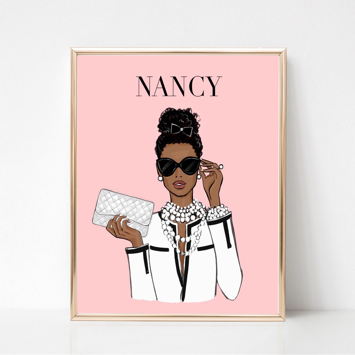 Custom Girl Fashion Portrait for Her, Personalized Girly Art Print ...