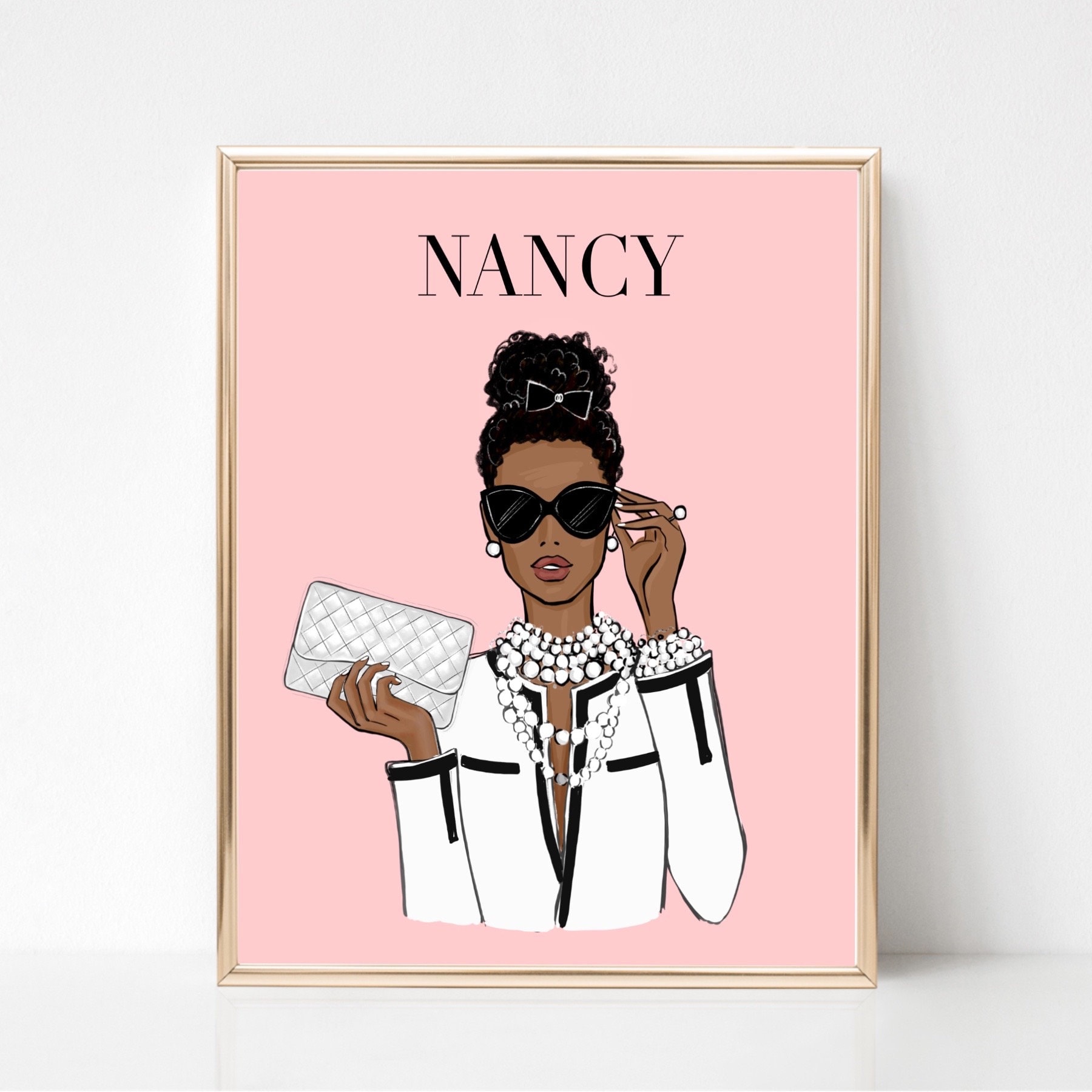 Custom Girl Fashion Portrait for Her, Personalized Girly Art Print ...