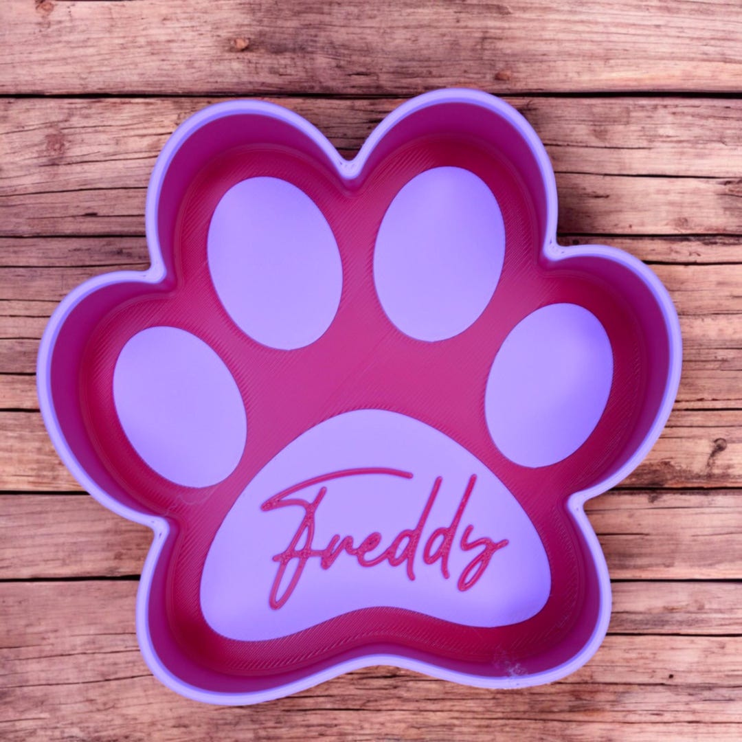 Personalized 3D Printed Pet Bowl: Paw Print Design - Etsy
