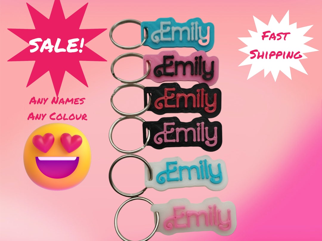 Barbie Inspired 3D Printed Two Coloured Personalised Keychain/keyring ...