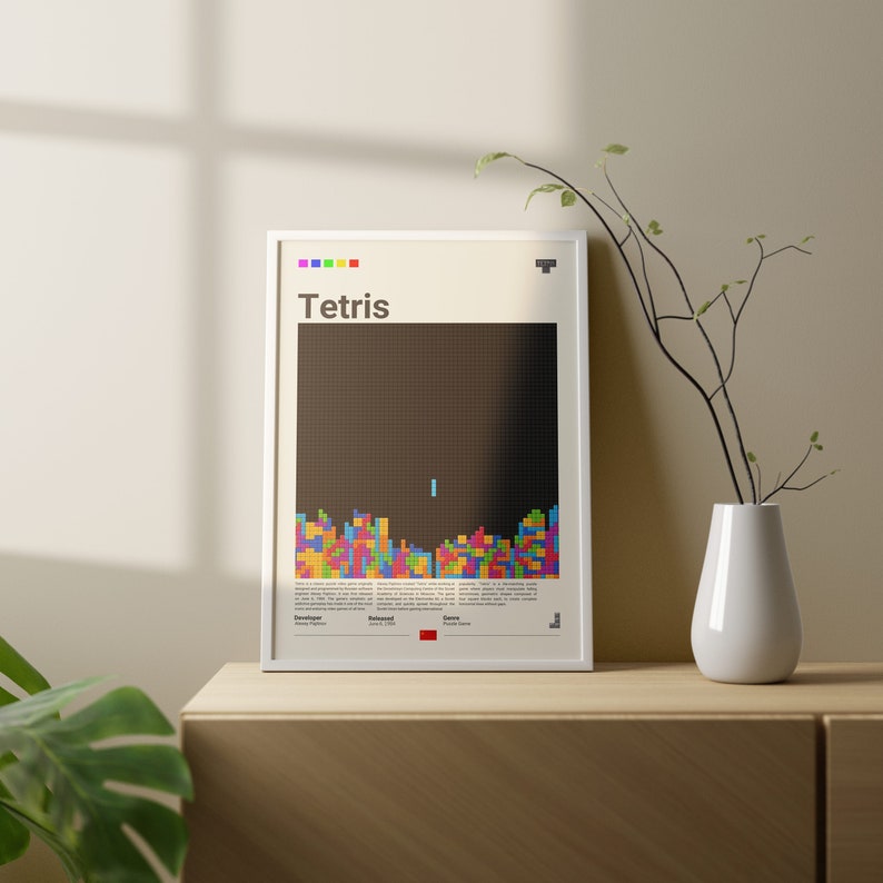 Tetris Poster, Tetris Print, Gaming Room Poster, Gaming Wall Poster ...