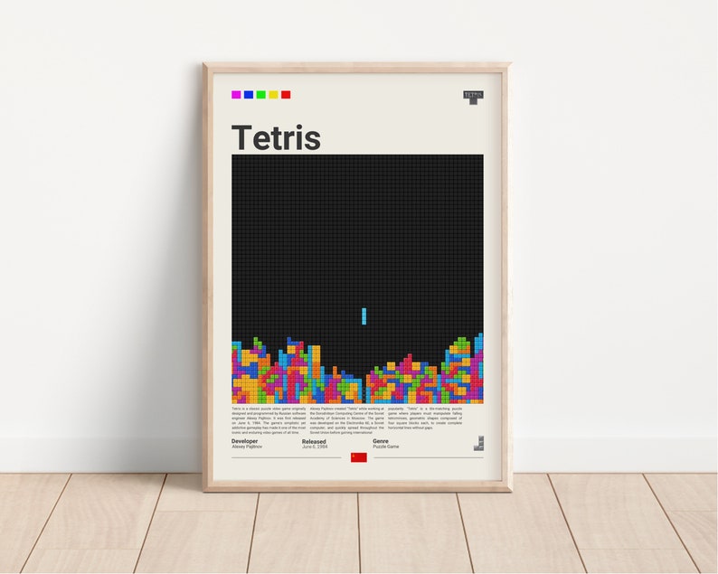 Tetris Poster, Tetris Print, Gaming Room Poster, Gaming Wall Poster ...