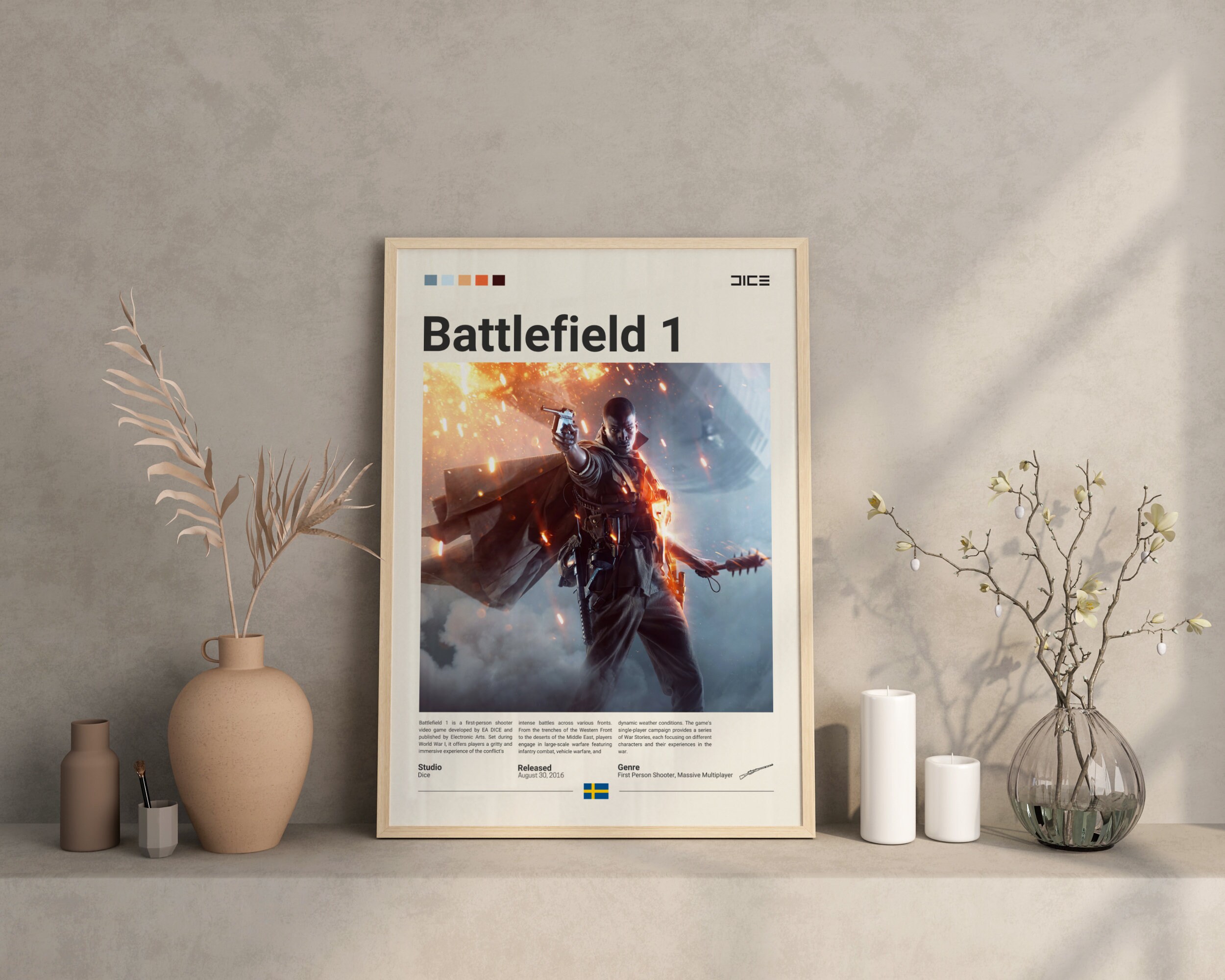 Battlefield 1 Poster, Gaming Room Poster, Gaming Wall Poster, Gaming ...