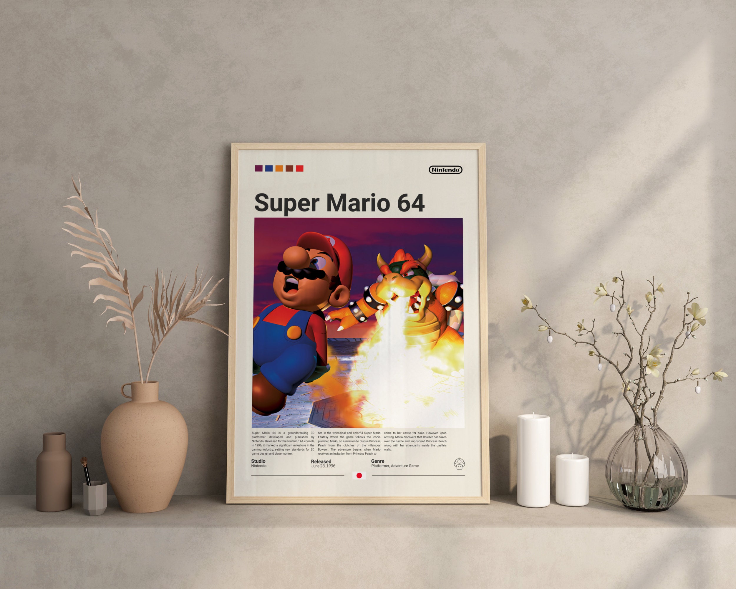 Super Mario 64 Poster, Gaming Room Poster, Gaming Wall Poster, Gaming ...