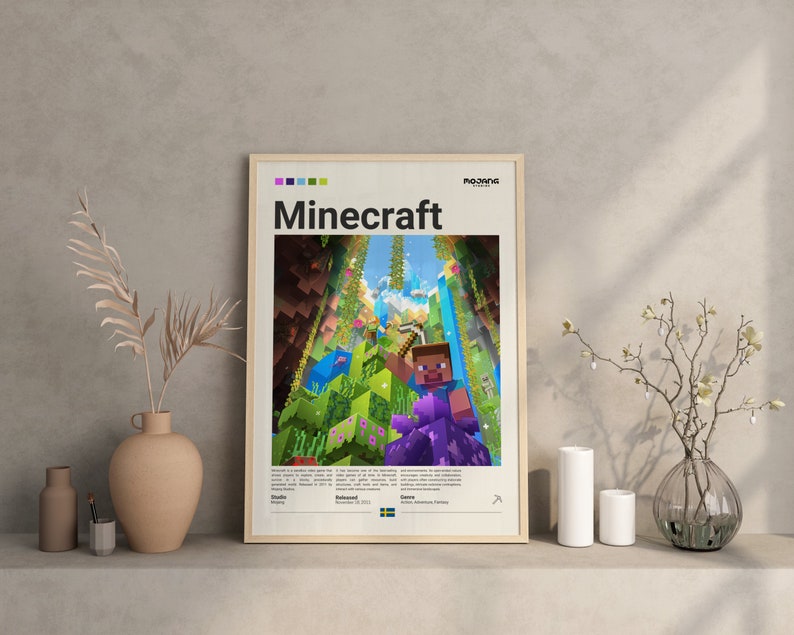 Minecraft Poster, Gaming Room Poster, Gaming Wall Poster, Gaming Print ...