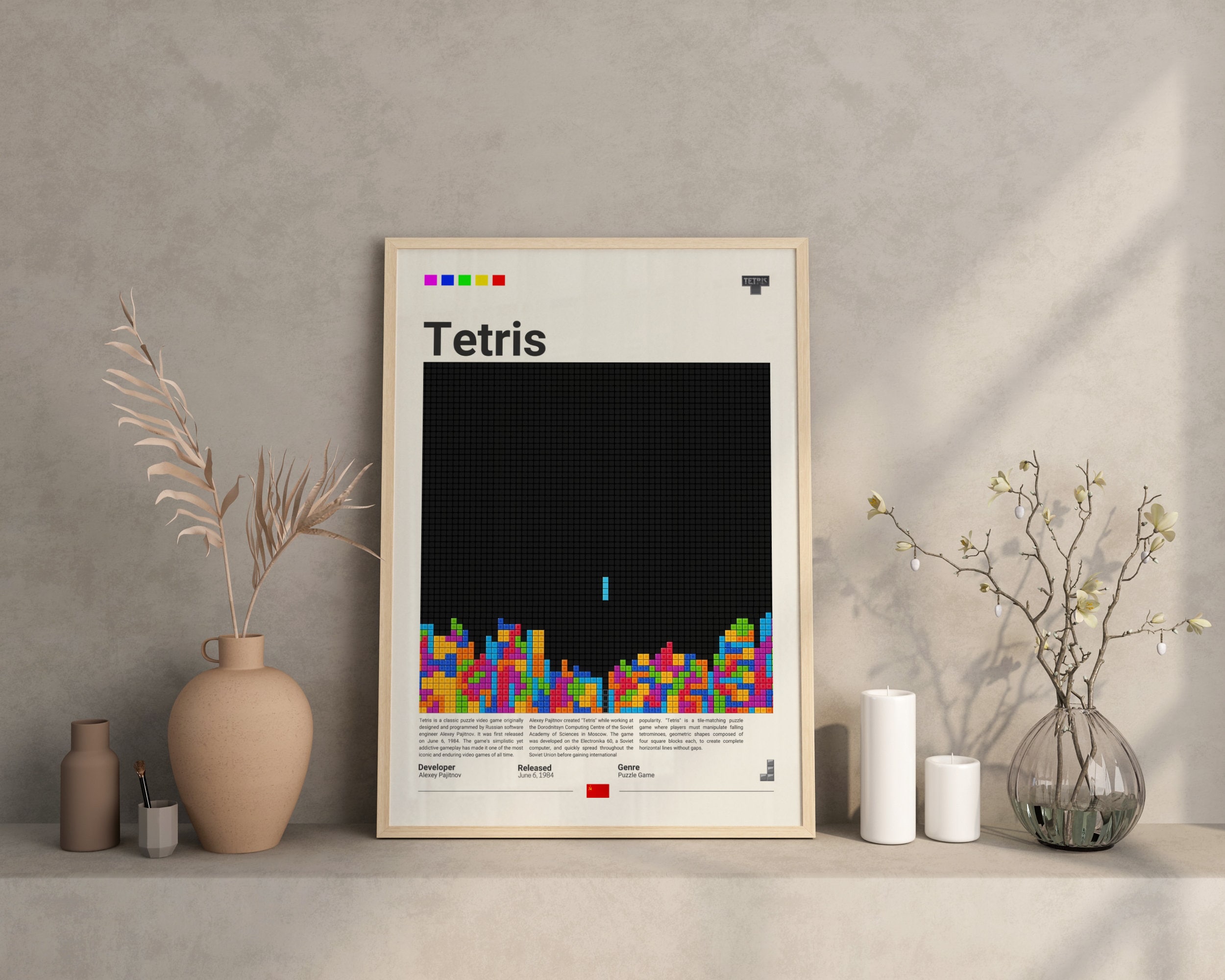 Tetris Poster, Tetris Print, Gaming Room Poster, Gaming Wall Poster ...