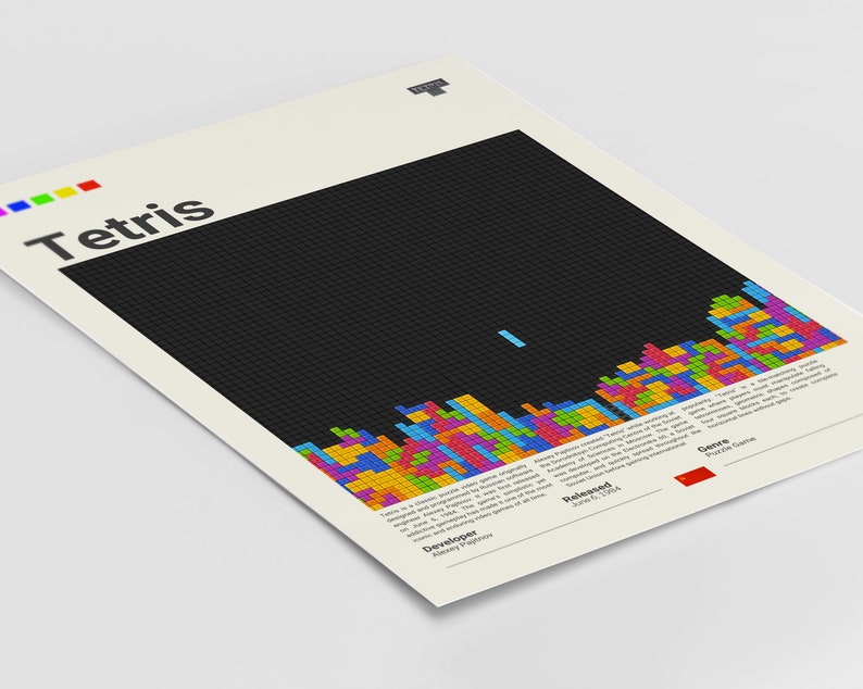 Tetris Poster, Tetris Print, Gaming Room Poster, Gaming Wall Poster ...