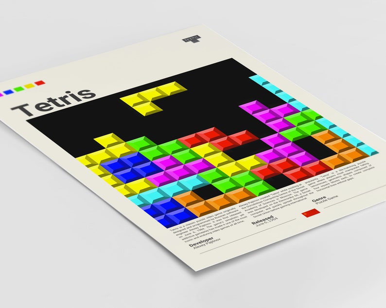 Tetris Poster, Tetris Print, Gaming Room Poster, Gaming Wall Poster ...
