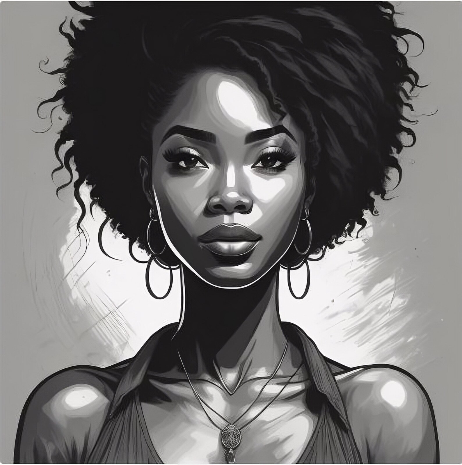 Black Woman Art, Portrait of a Black Woman, Women of Color Artwork, Black Girl Magic Painting ...