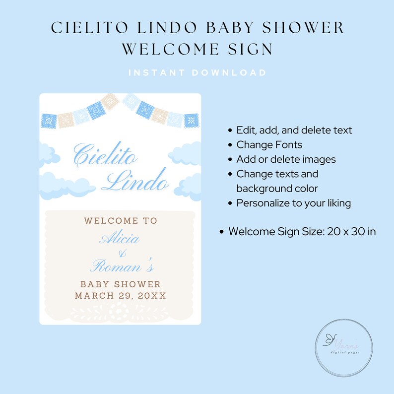 Cielito Lindo Baby Shower Welcome Sign - Boy Baby Shower Welcome Sign ...