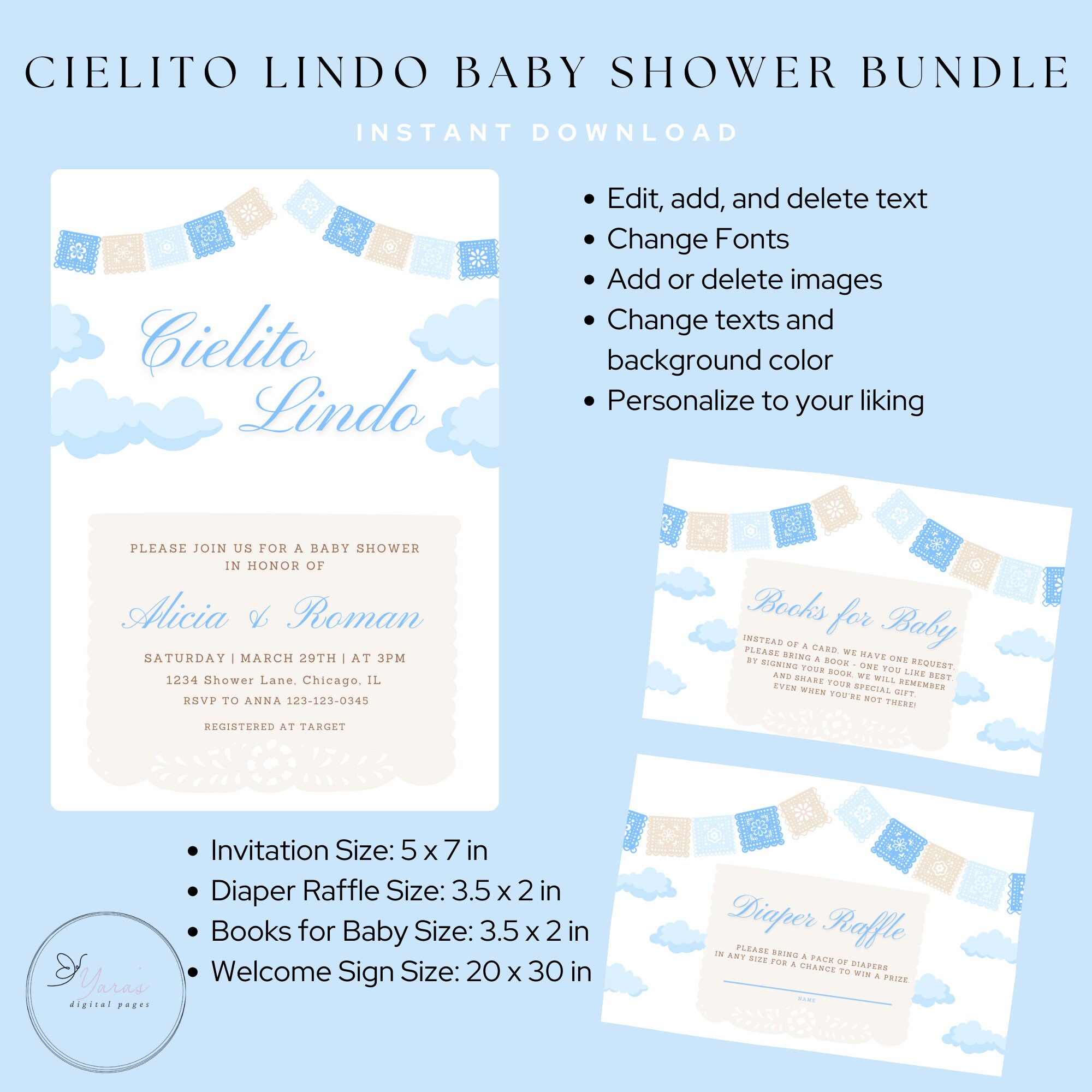 Cielito Lindo Invitation Bundle - Diaper Raffle - Books for Baby - Baby ...