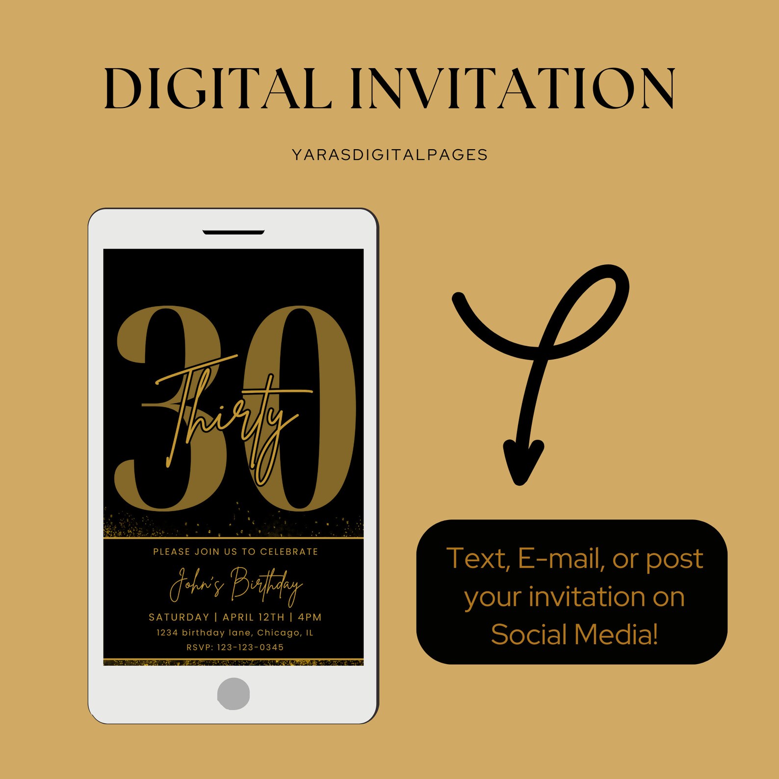 30th Birthday Invite 30th Party Invite 30th Invite Men Digital Download ...