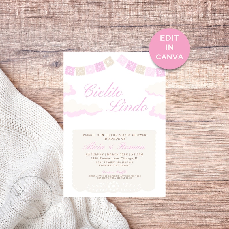 Cielito Lindo Baby Shower Invite WITH Diaper Raffle - Cielito Lindo ...