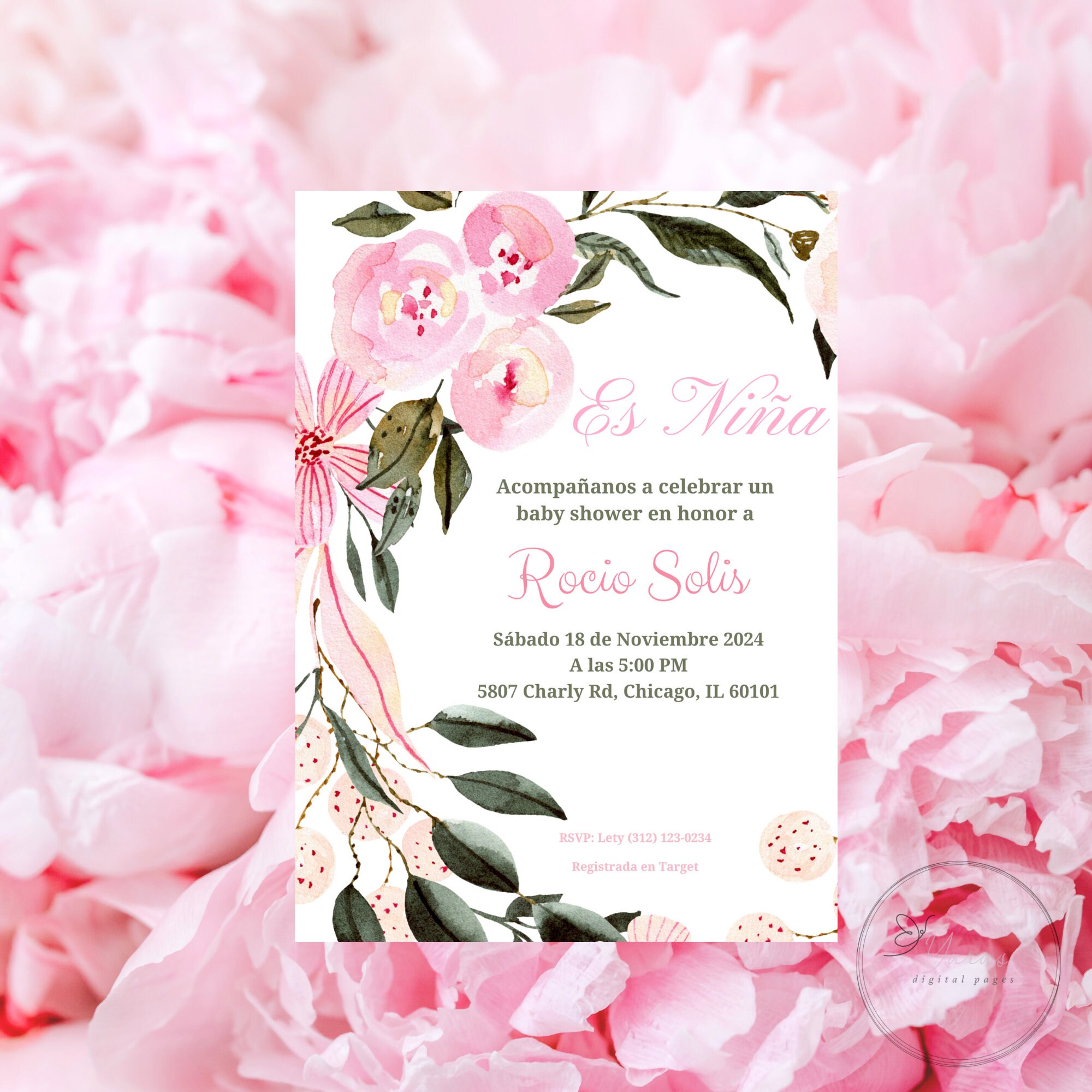 Es Niña - Baby Shower Invite in Spanish - It's a Girl - Spanish ...
