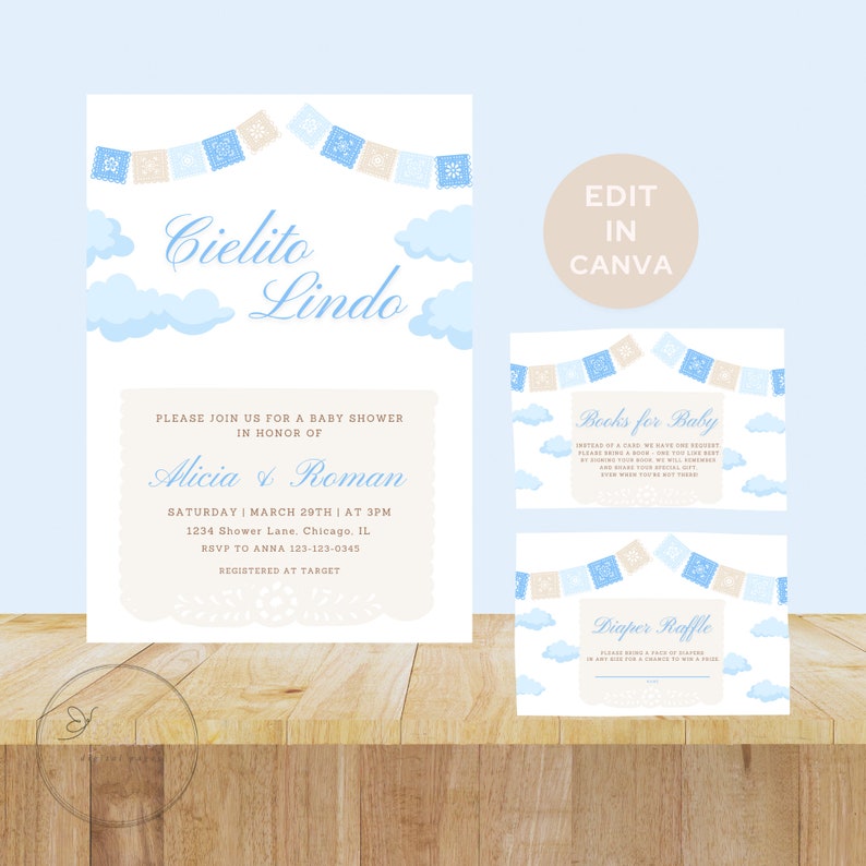 Cielito Lindo Invitation Bundle - Diaper Raffle - Books for Baby - Baby ...