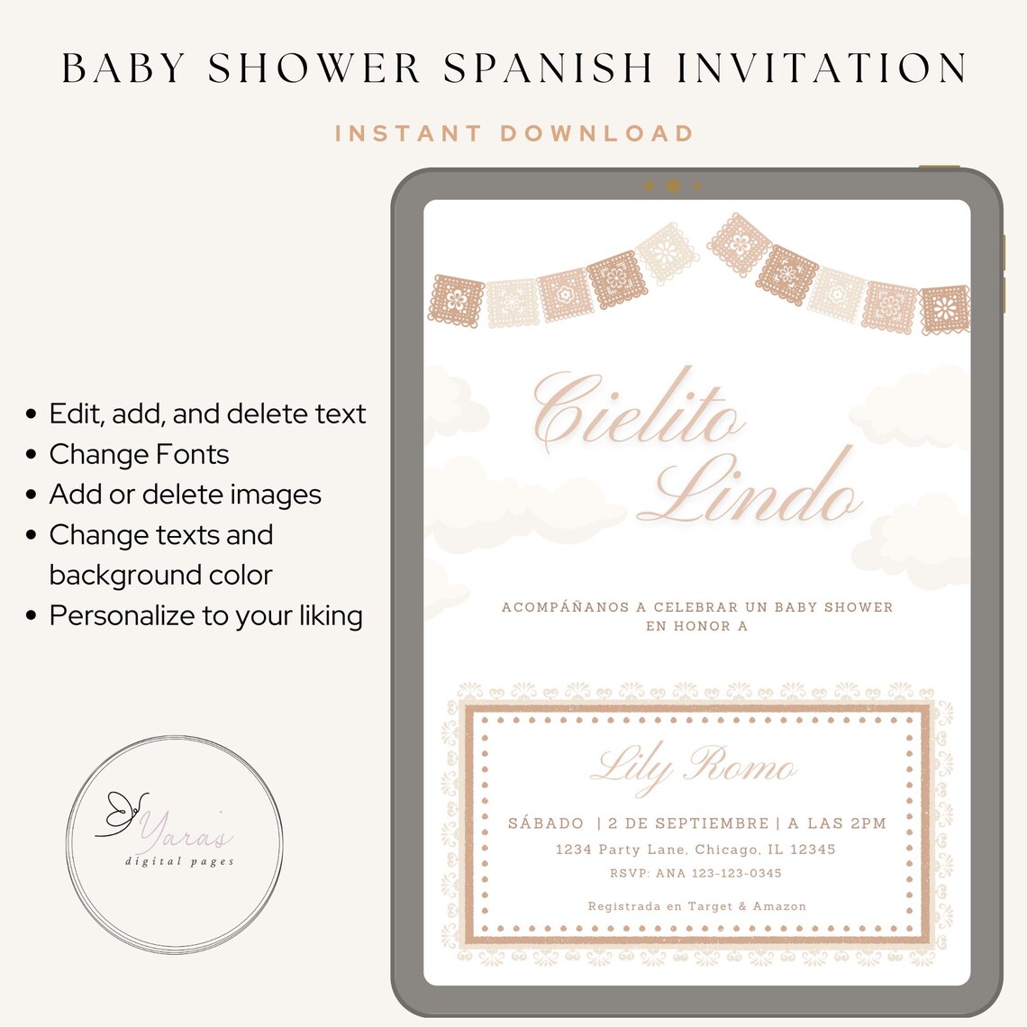 Cielito Lindo Baby Shower Invitation in Spanish - Cielito Lindo ...
