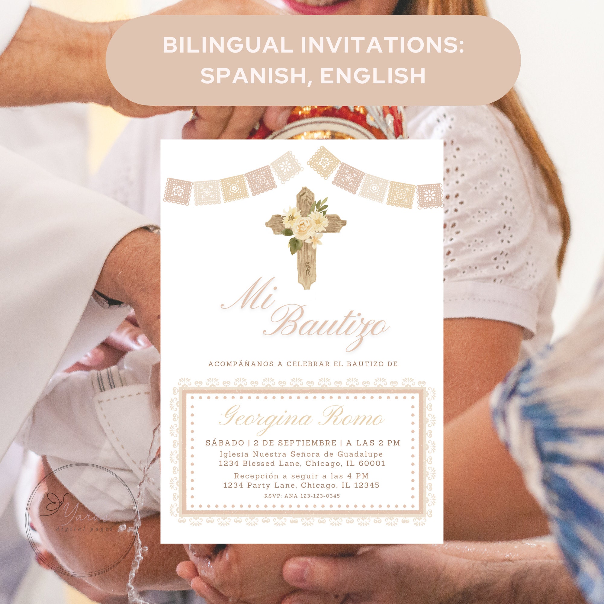 Mi Bautizo Invitation, Bautizo Invitation, Baptism Invitation, Papel ...