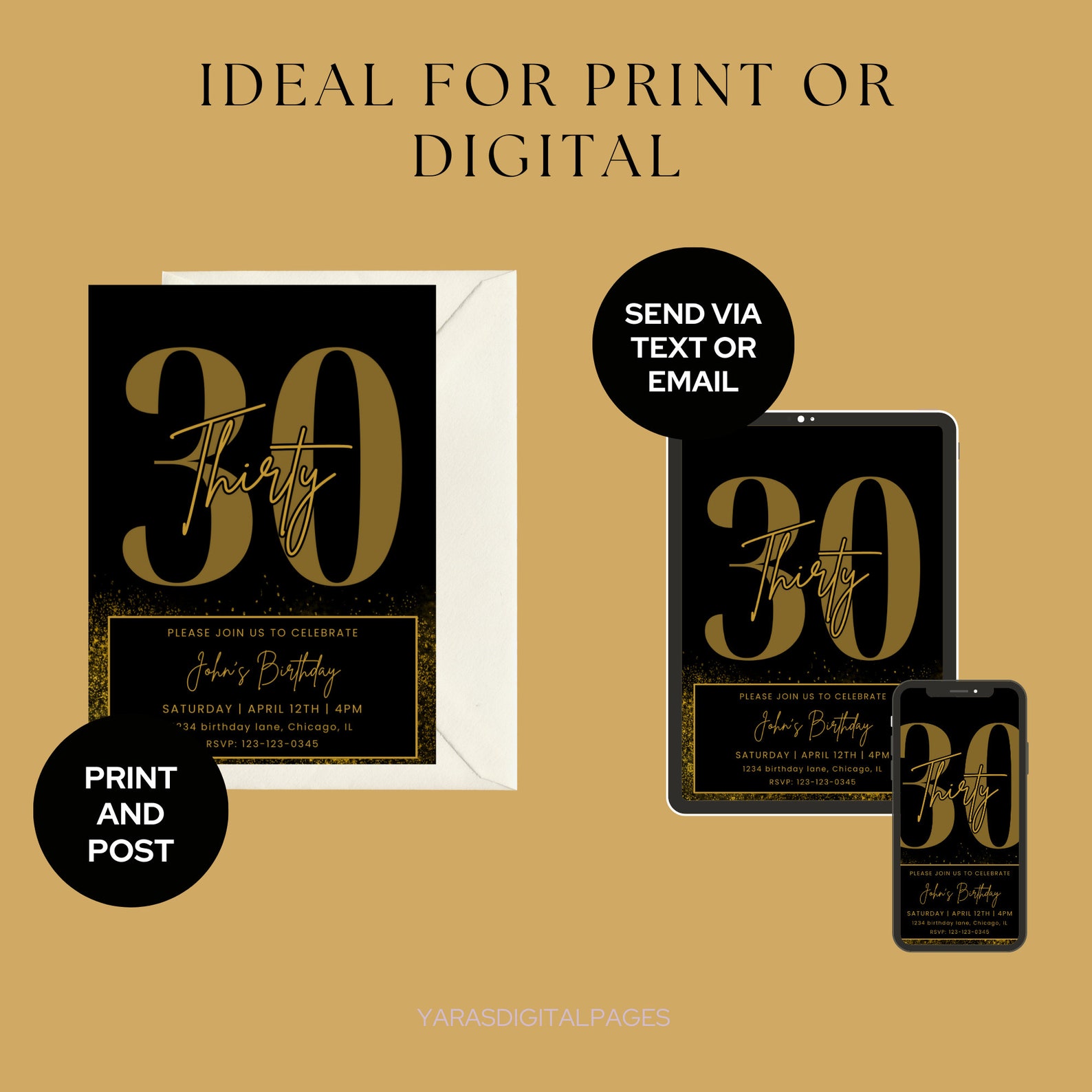 30th Birthday Invite - 30th Party Invite - 30th Invite Men - Digital ...