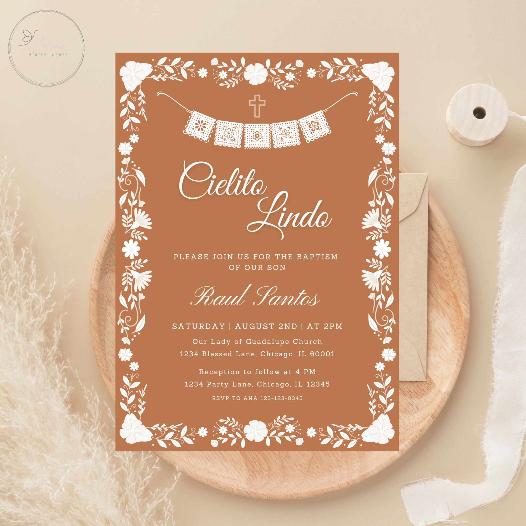 Cielito Lindo Baptism Invitation, Papel Picado Baptism Invite, Mi ...