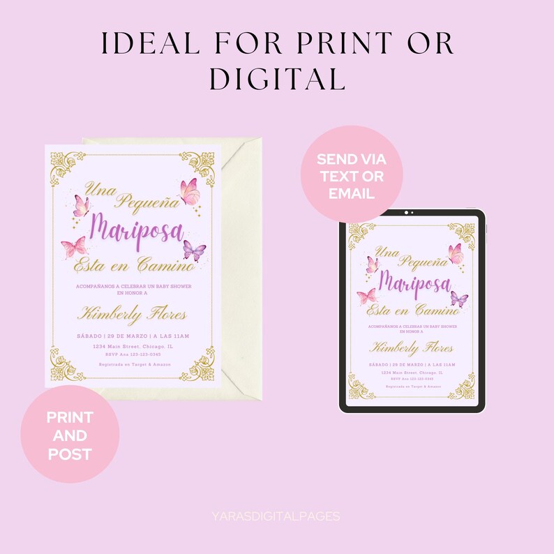 Una Pequeña Mariposa Baby Shower Invitation - Mariposa Baby Shower ...