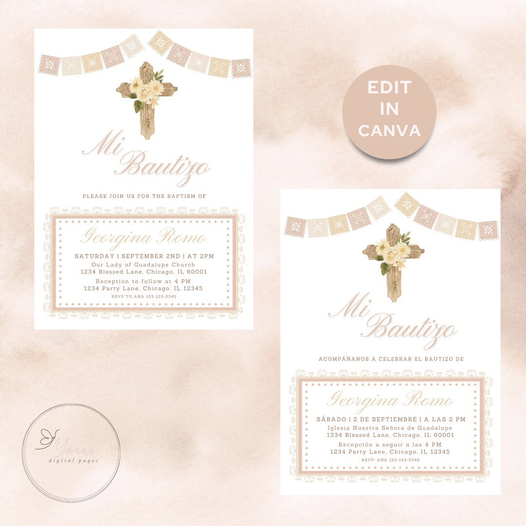 Mi Bautizo Invitation, Bautizo Invitation, Baptism Invitation, Papel ...