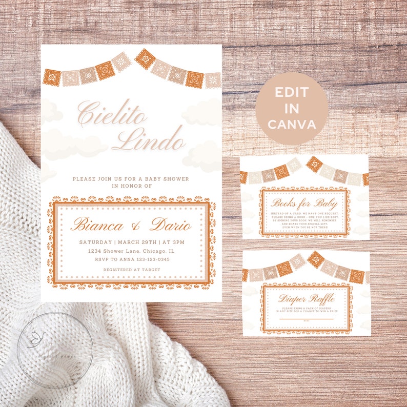 Cielito Lindo Invitation Bundle - Diaper Raffle - Books for Baby - Baby ...