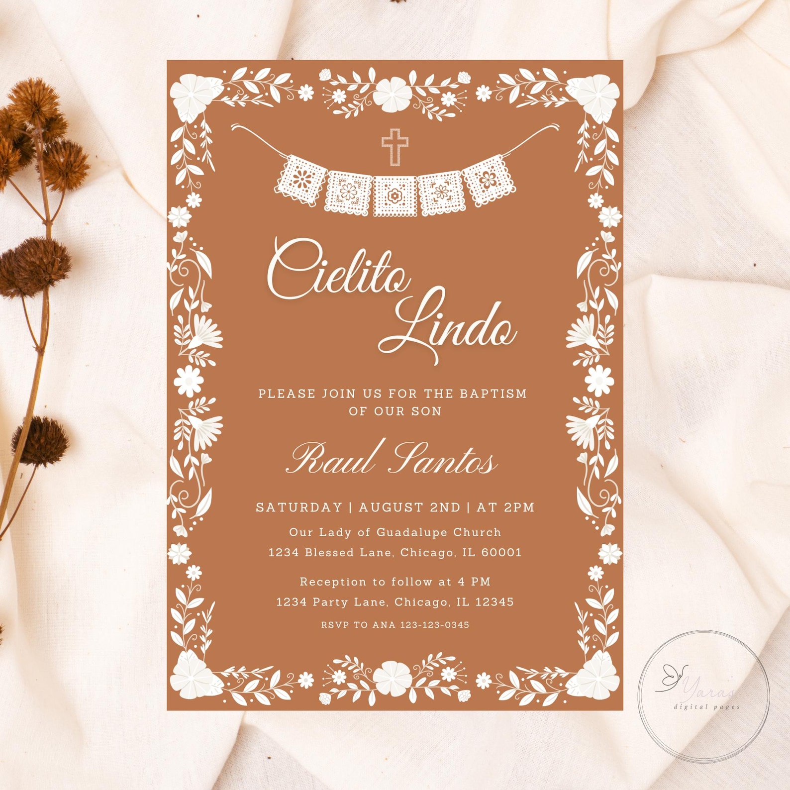 Cielito Lindo Baptism Invitation, Papel Picado Baptism Invite, Mi ...