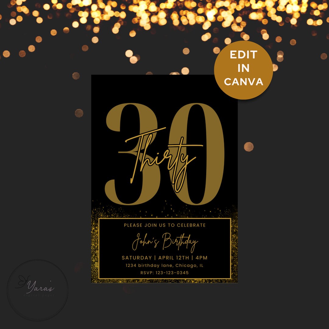 30th Birthday Invite - 30th Party Invite - 30th Invite Men - Digital ...