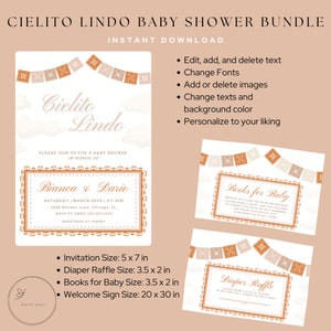 Cielito Lindo Invitation Bundle - Diaper Raffle - Books for Baby - Baby ...