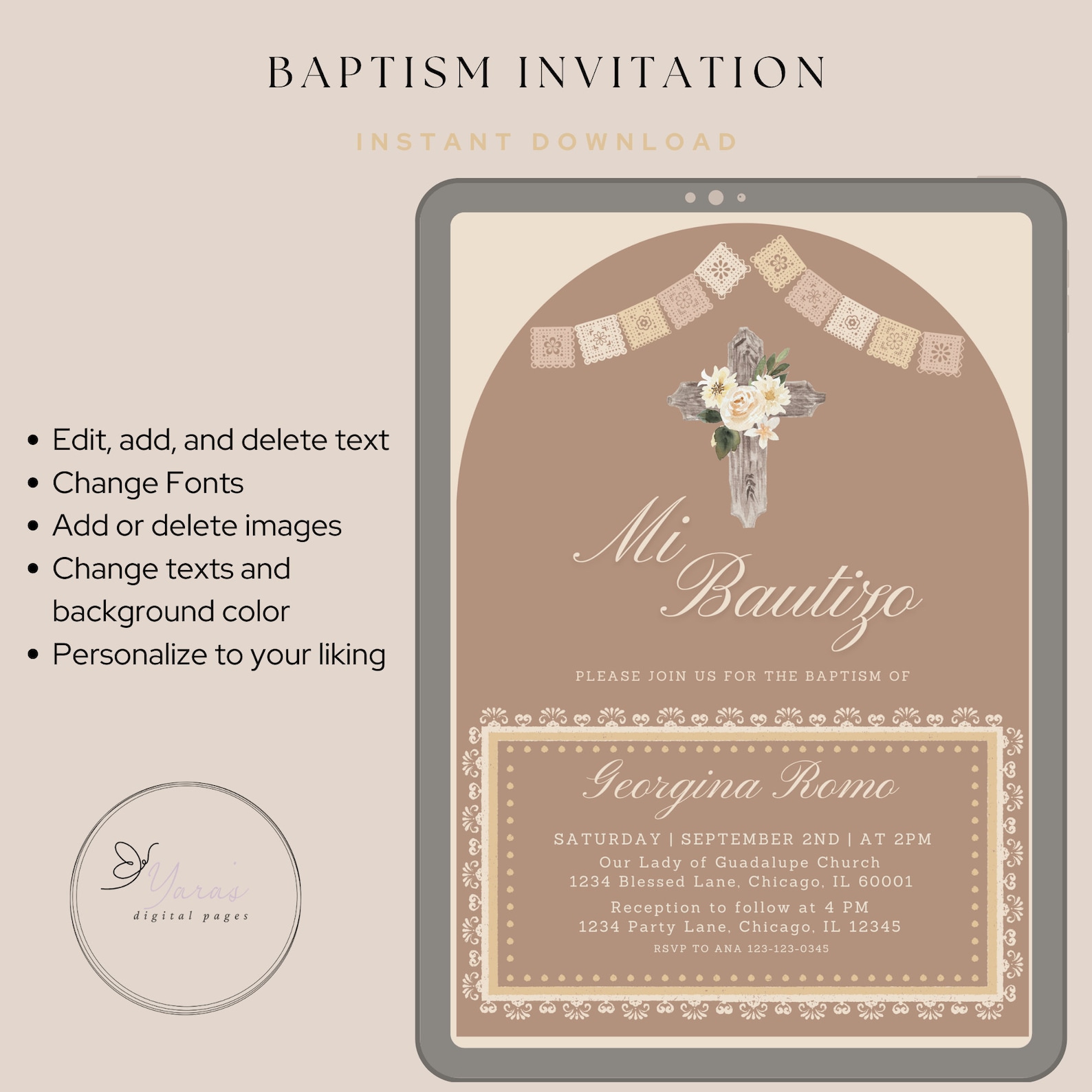 Mi Bautizo Invitation, Baptism Invitation, Bautizo Invitation, Papel ...