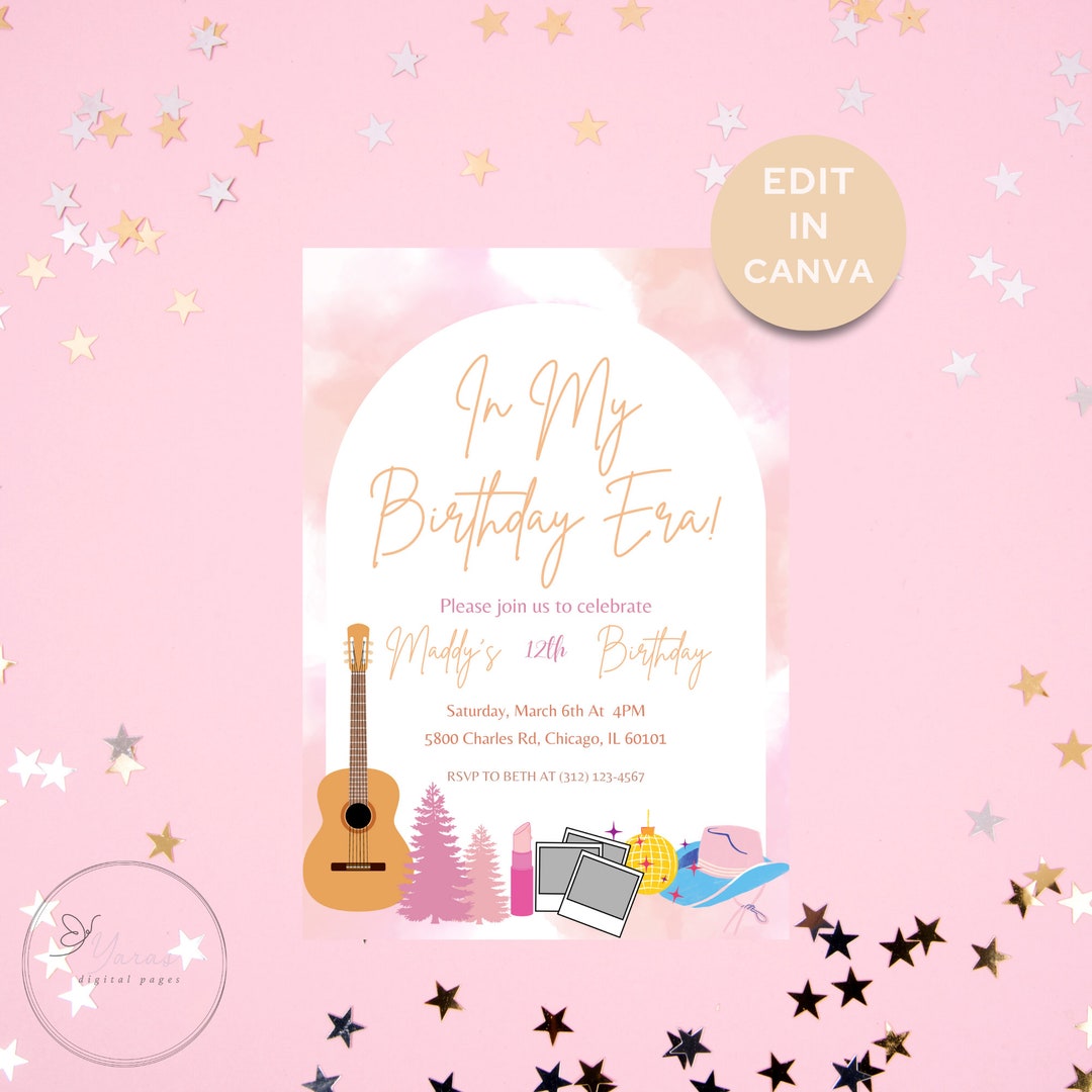 In My Birthday Era Invite Taylor Swift Inspired Invite Eras Invitation ...