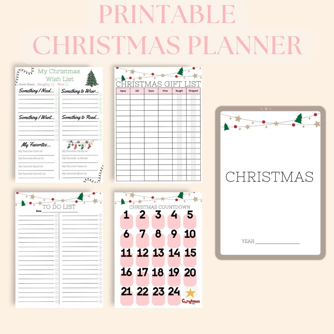 Printable Christmas Planner: Organize, Countdown & Wish List | Instant ...