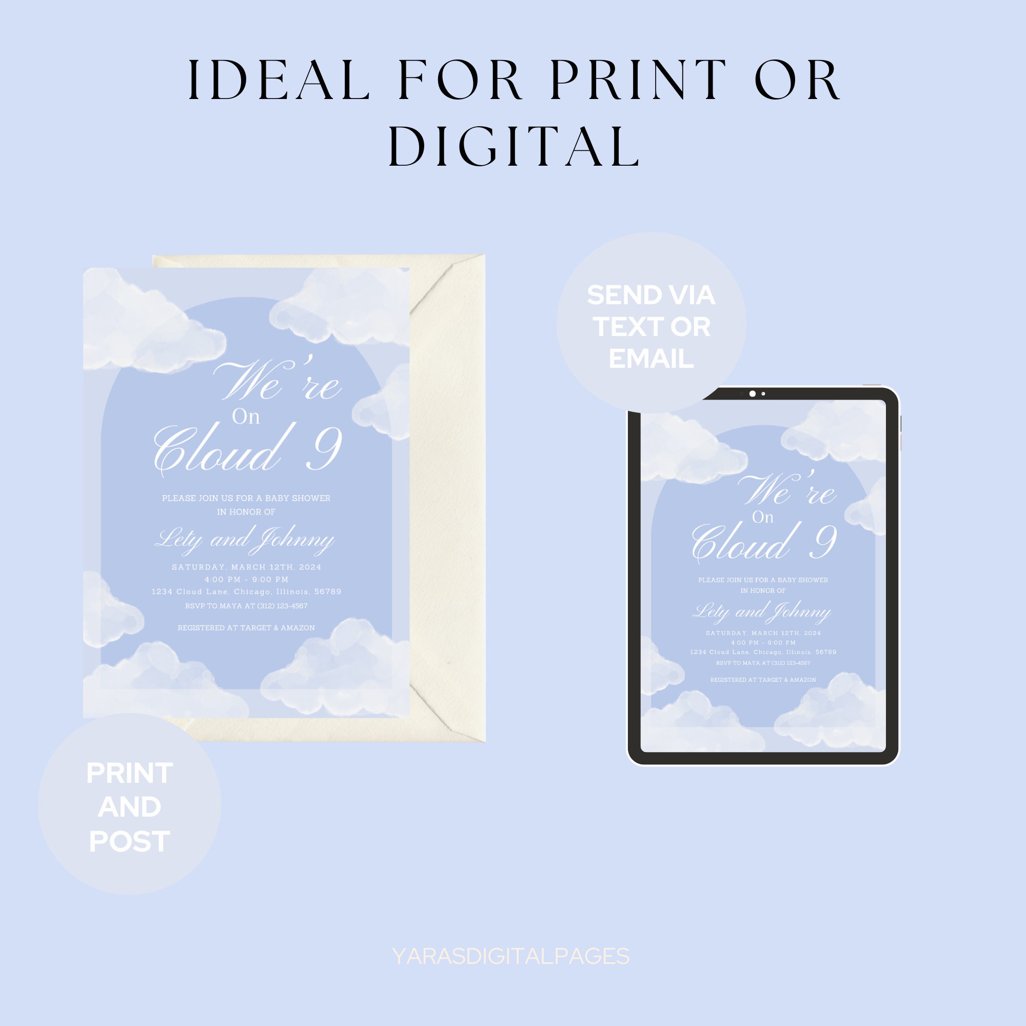 We're on Cloud 9 Shower Invite - Boy Baby Shower Invite - Cloud Nine ...