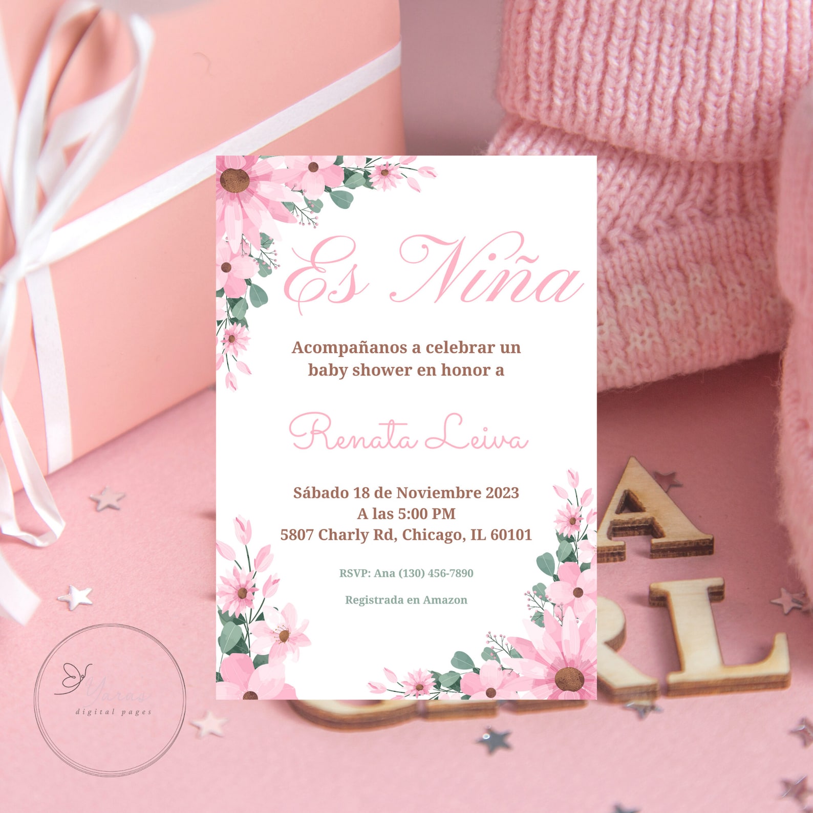 Es Niña - Baby Shower Invite in Spanish - It's a Girl - Spanish ...