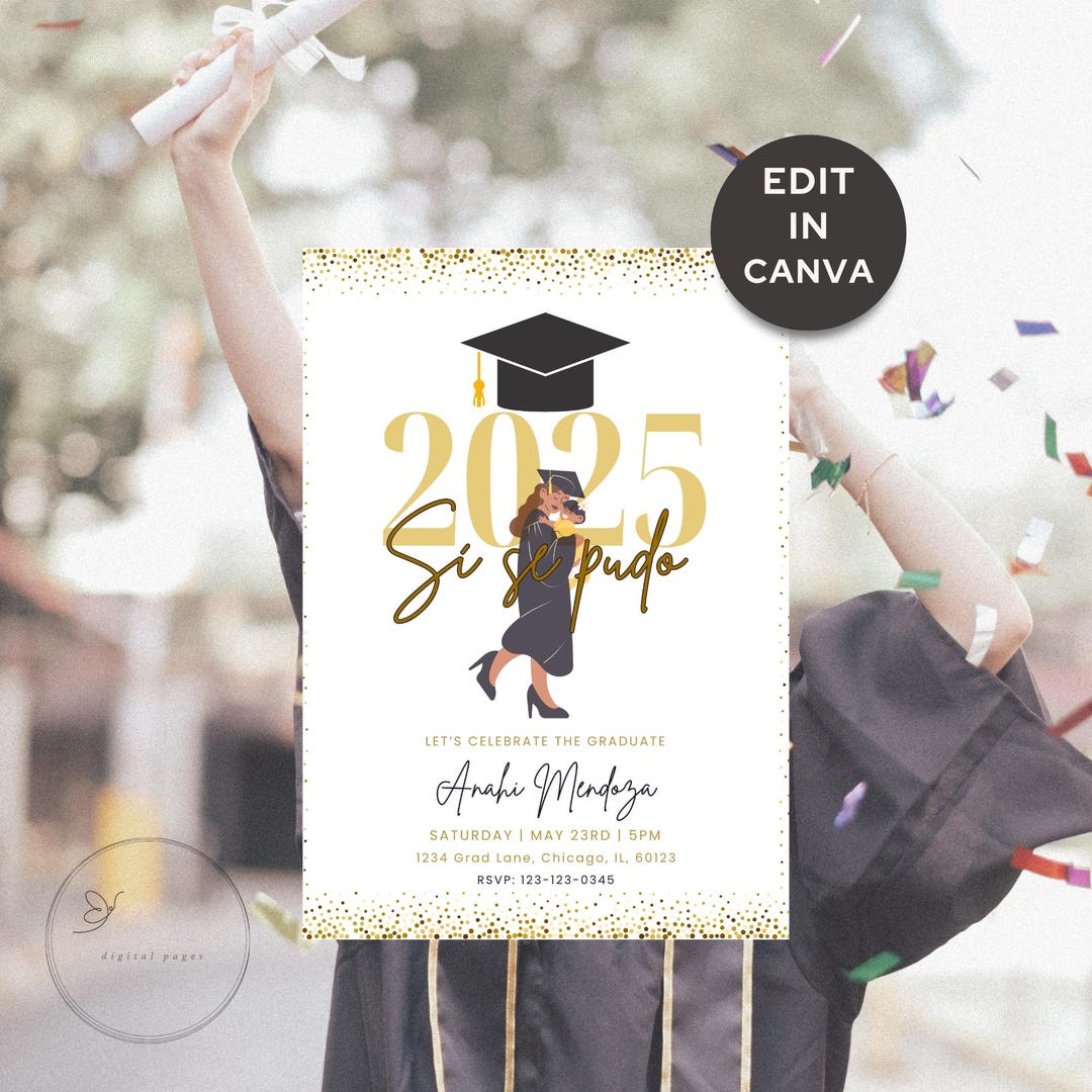 Si Se Pudo Graduation Invite - 2025 Graduation Invite - Mom Graduate ...