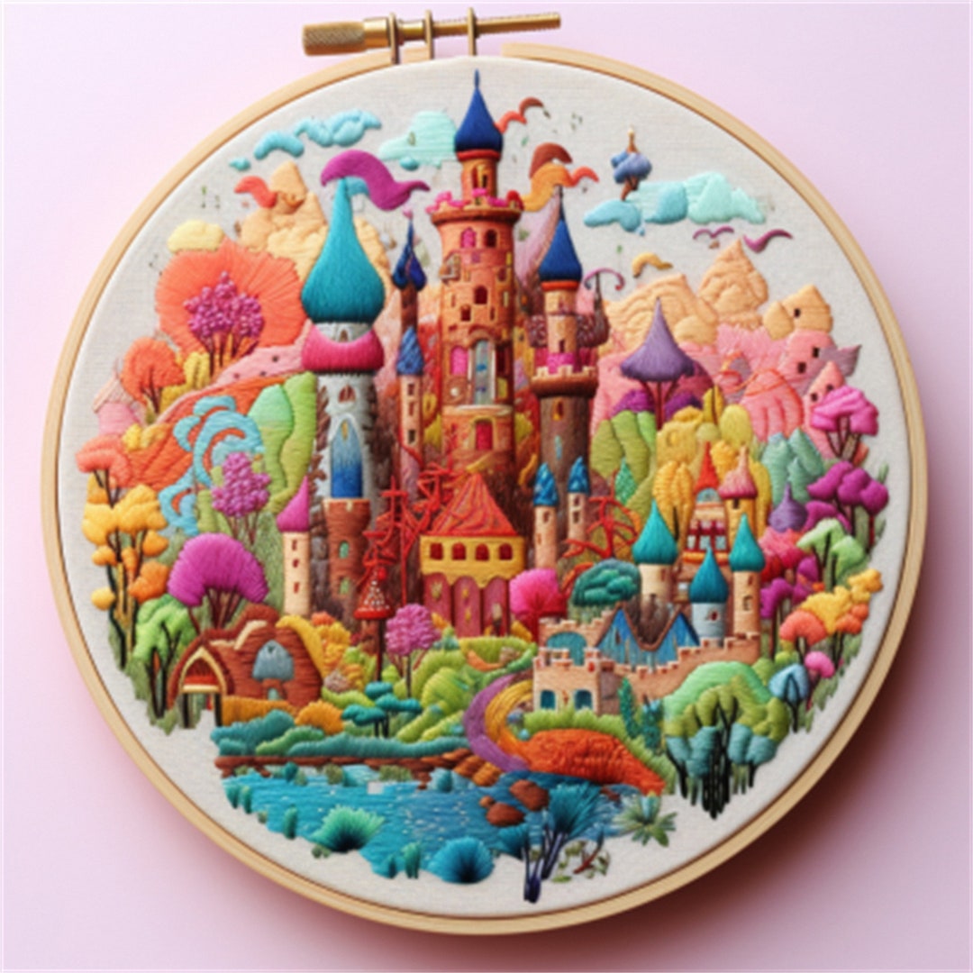 Handmade Colorful Cross Stitch Unique Castle Theme Cross Stitch Mom's ...